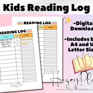 Kids Reading Log Printable, Reading Homework Tracker, Books Chart for ...