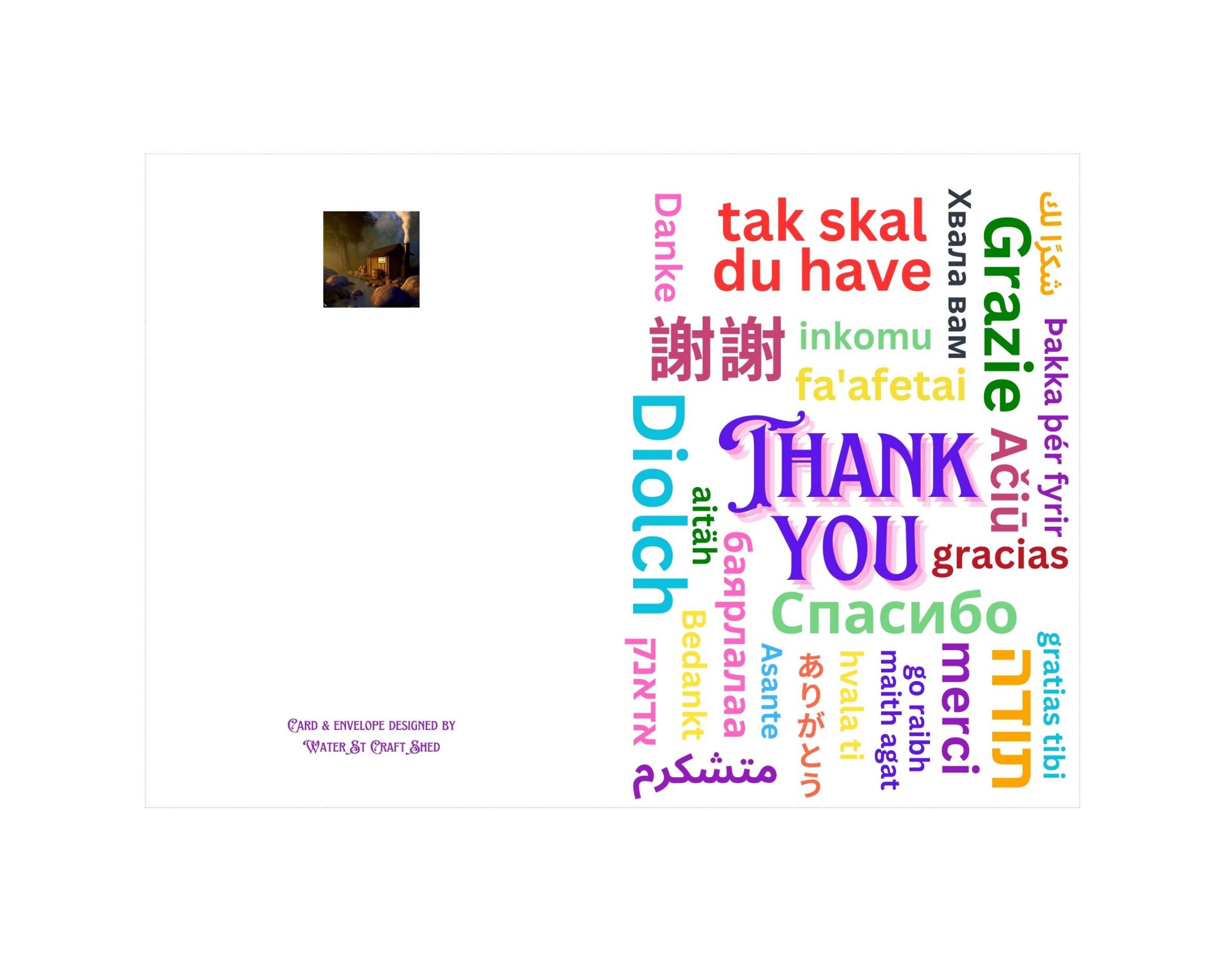 Blank Thank You Card in Many Languages, Digital Download Thank You ...