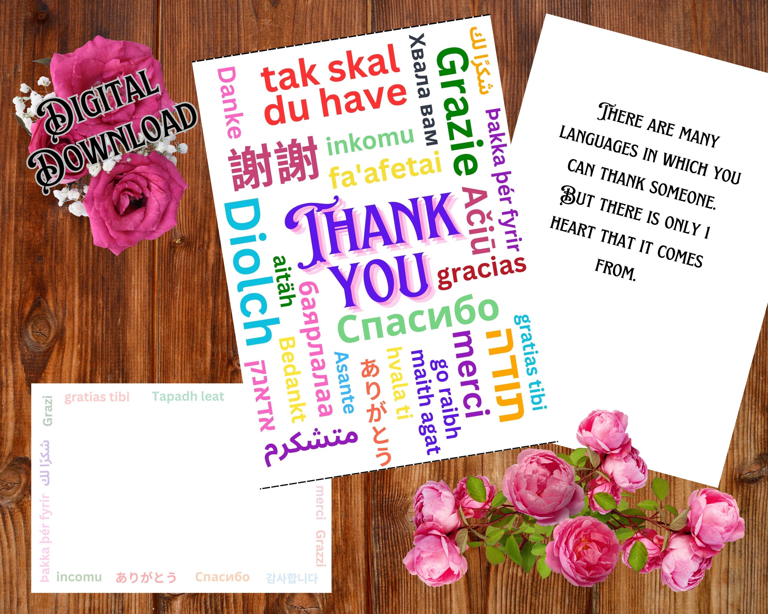 Thank You Card, Many Languages to Say Thank You, Appreciate You Card ...