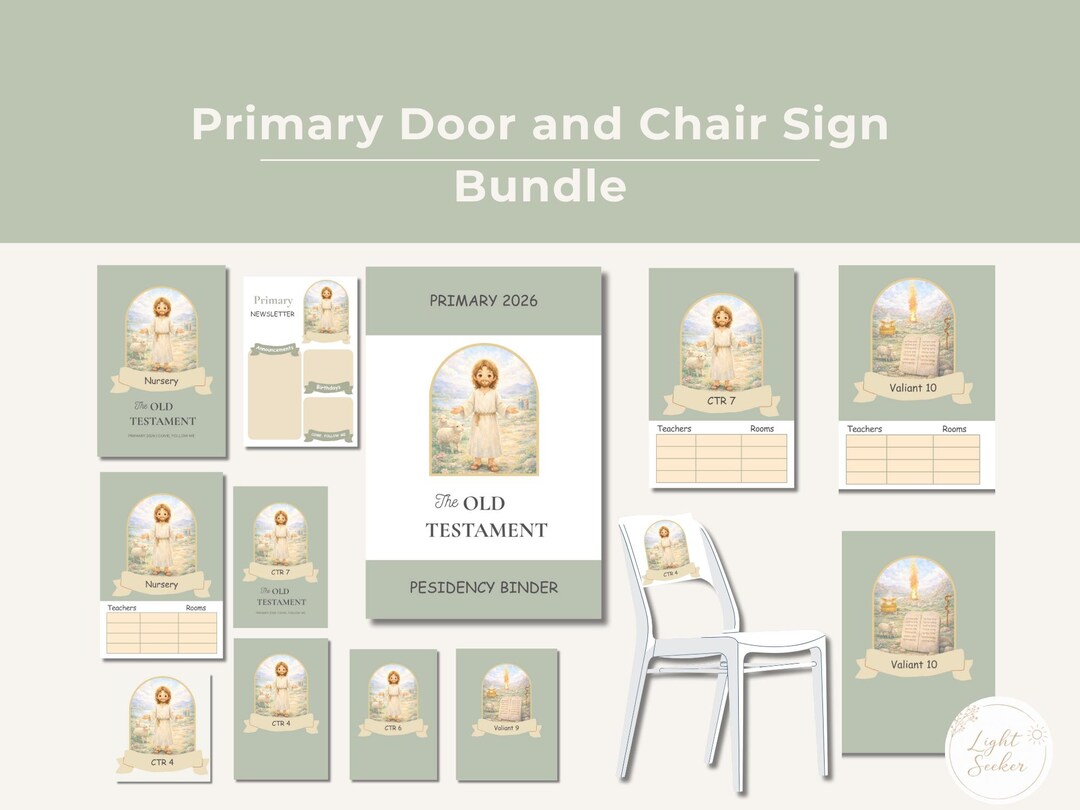 2026 Old Testament Primary Decor | Door Signs & Binder (digital ...