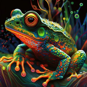 Psychedelic Frog Digital Art / Psychedelic Wall Art / Digital Download ...