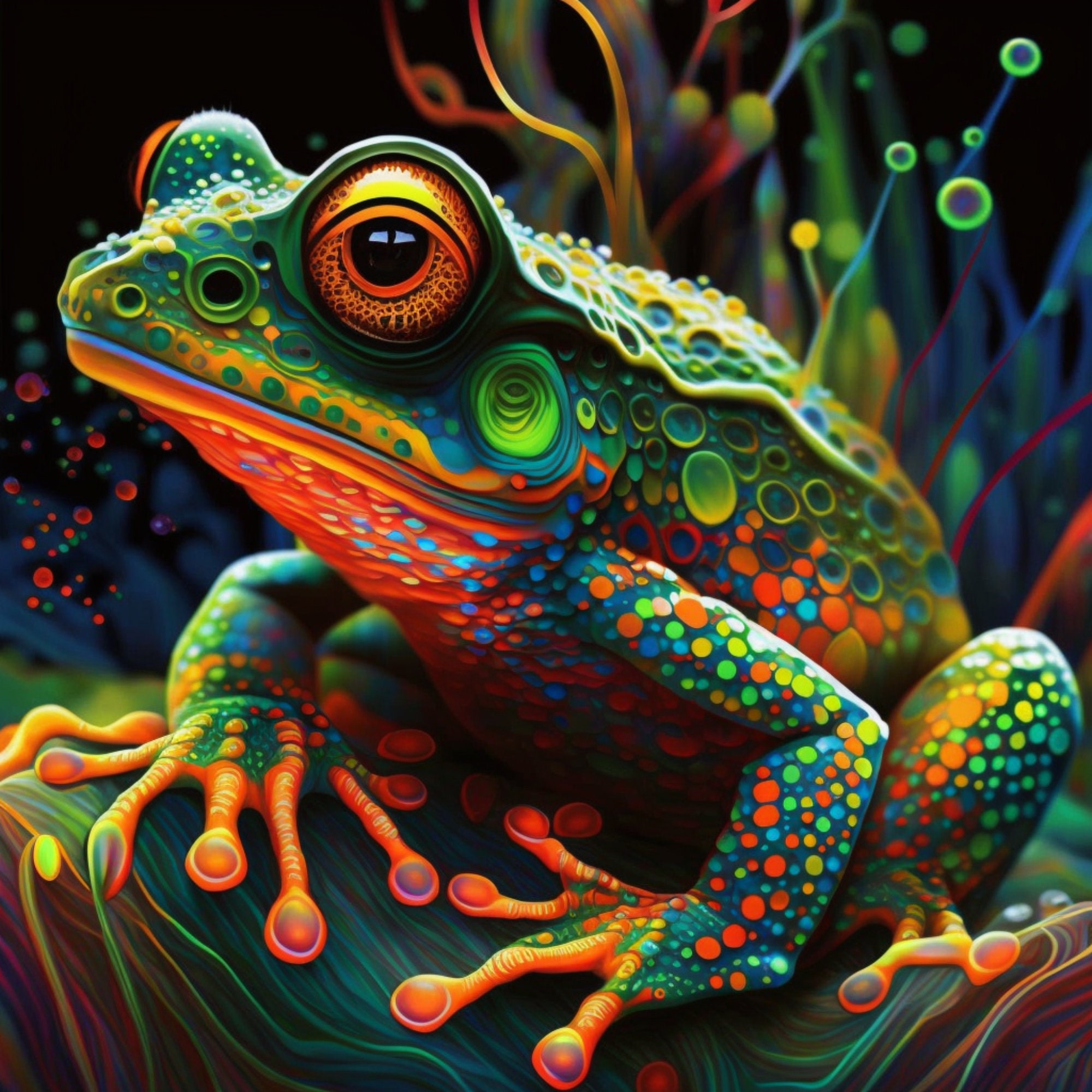 Psychedelic Frog Digital Art / Psychedelic Wall Art / Digital Download ...