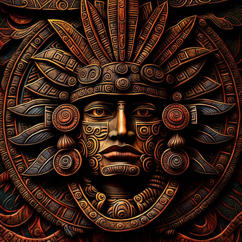 Mayan Wall Art / Digital Print / Mayan Art / Vibrant Wall Art / 2 ...