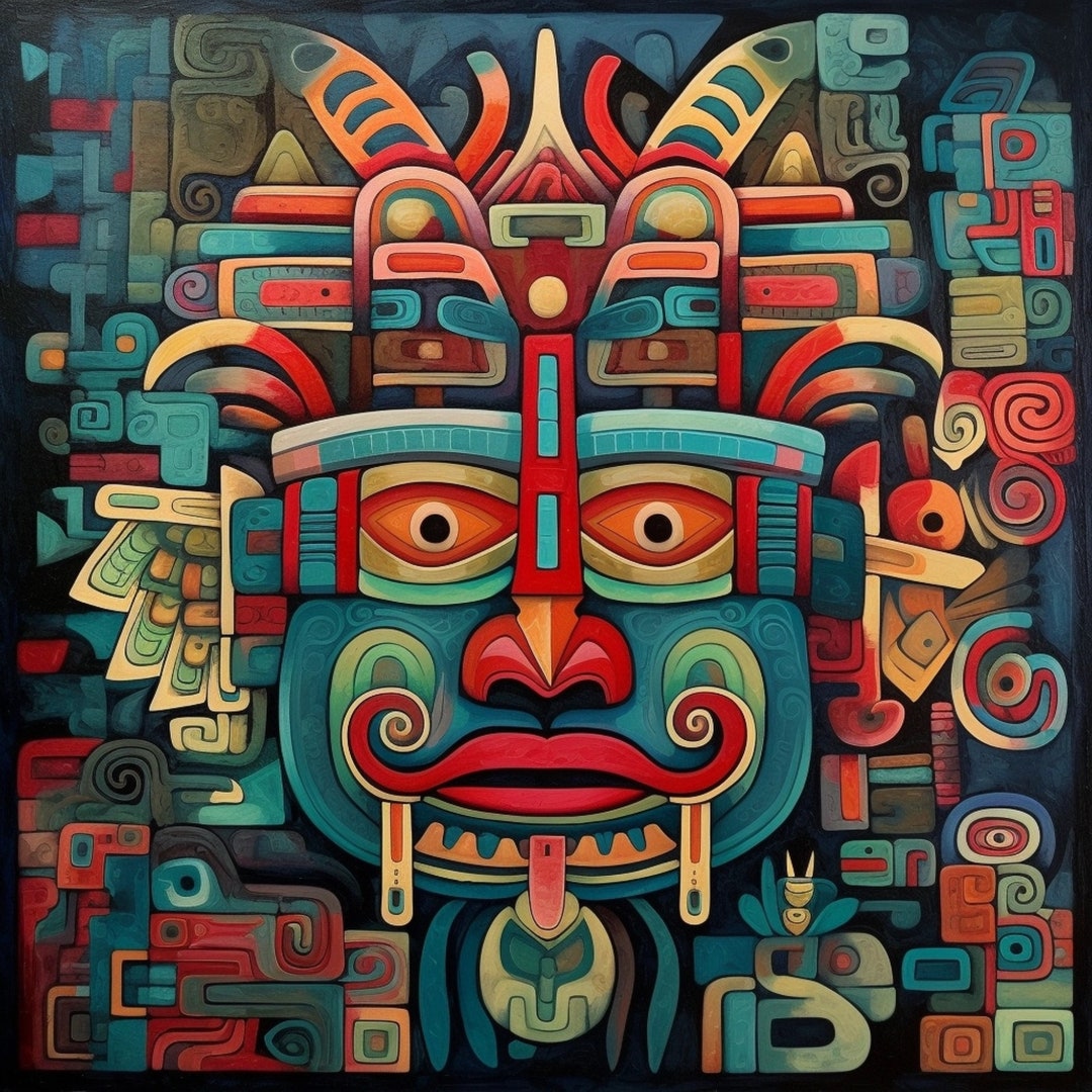 Mayan Wall Art / Digital Print / Mayan Art / Vibrant Wall Art / 2 ...