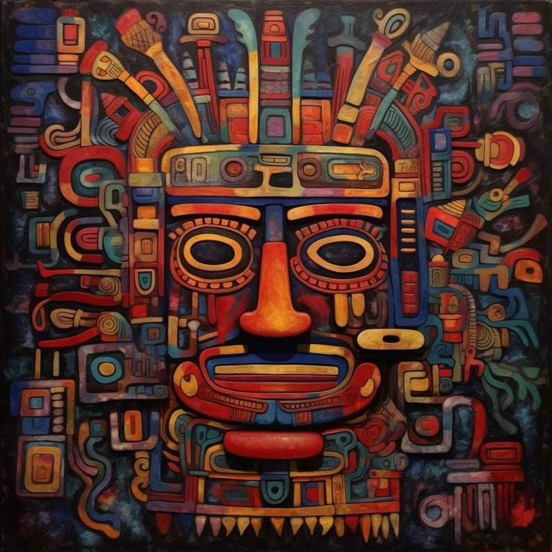 Mayan Wall Art / Digital Print / Mayan Art / Vibrant Wall Art / 2 ...