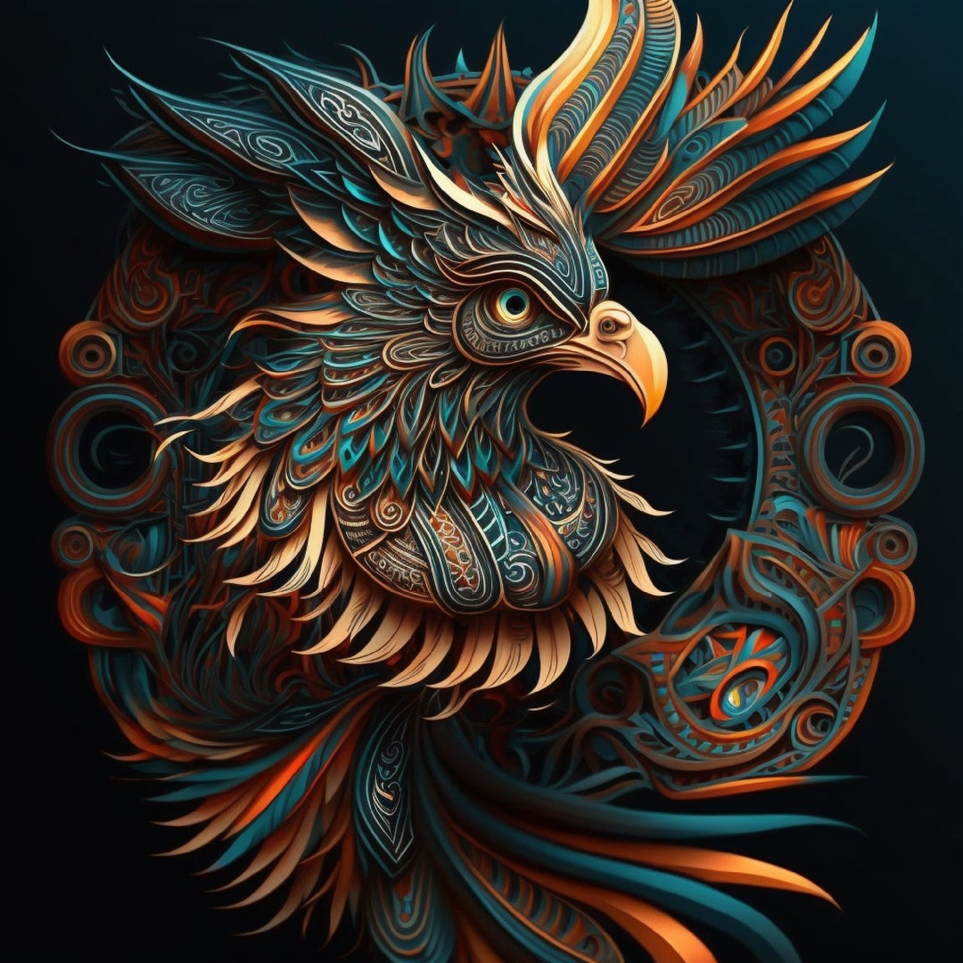 Aztec Phoenix Wall Art / Digital Print / Aztec Art / Phoenix Art ...
