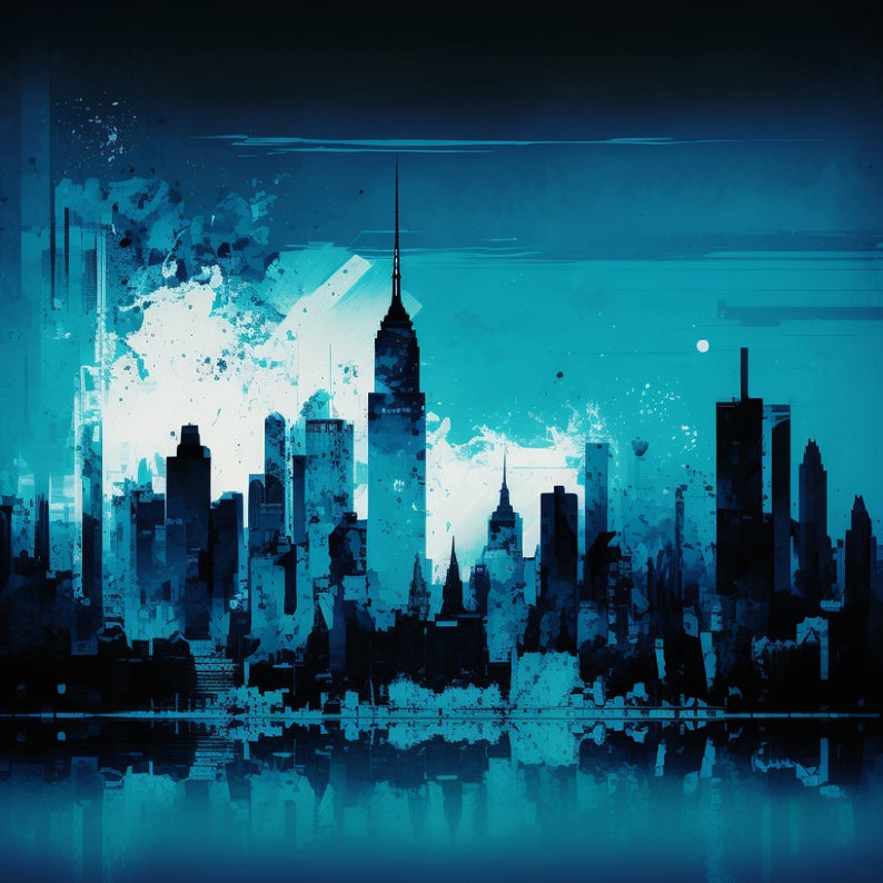 Abstract Wall Art / New York City Skyline / Abstract City Skyline / 3 ...