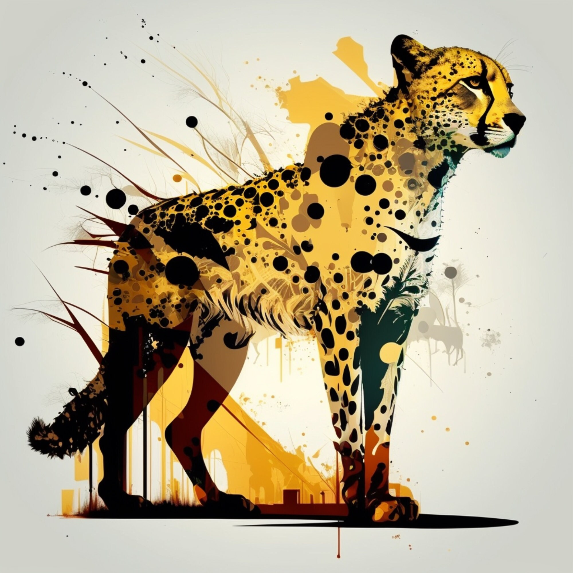 Abstract Wall Art / Cheetah Digital Print / Abstract Unique Cheetah Art ...