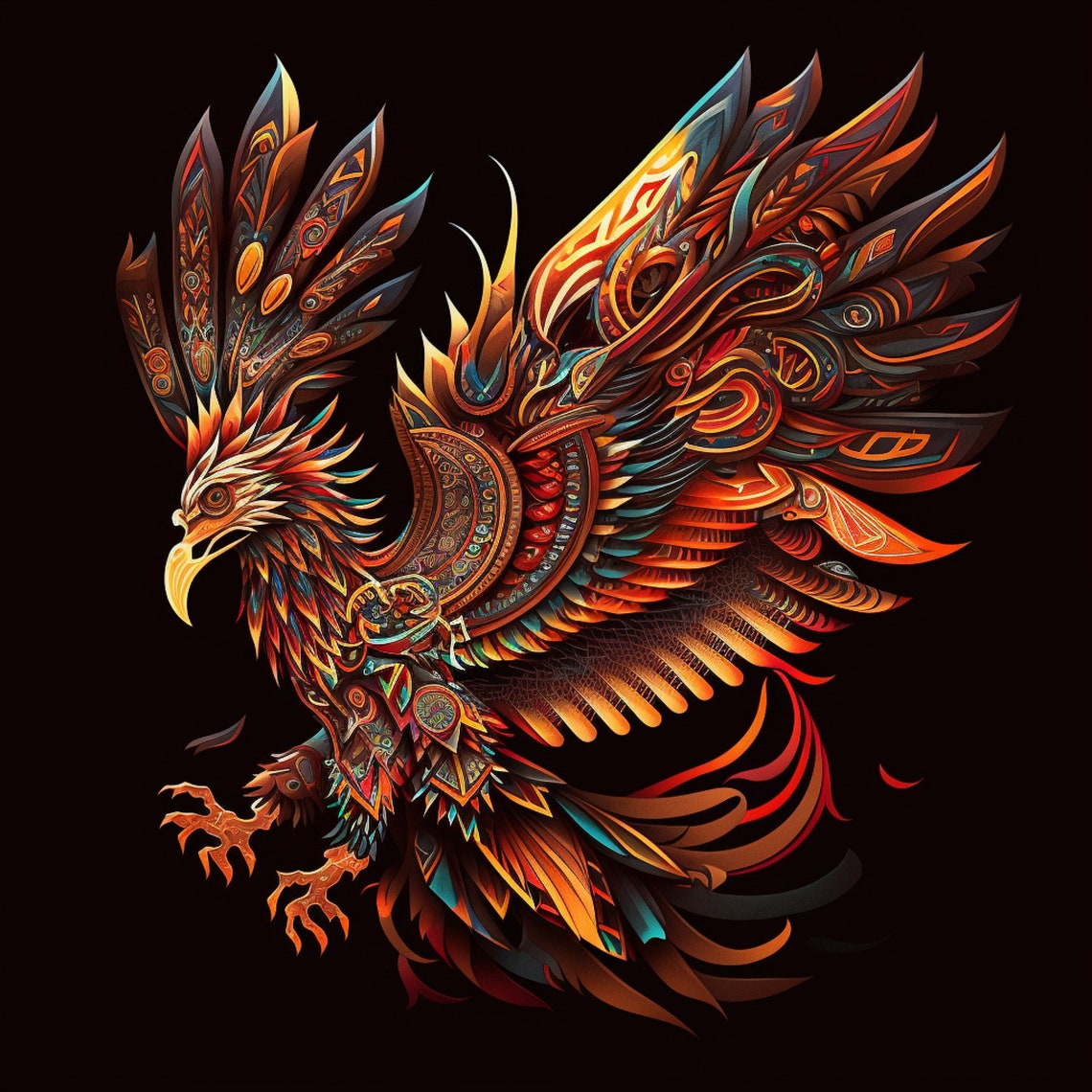 Aztec Phoenix Wall Art / Digital Print / Aztec Art / Phoenix Art ...