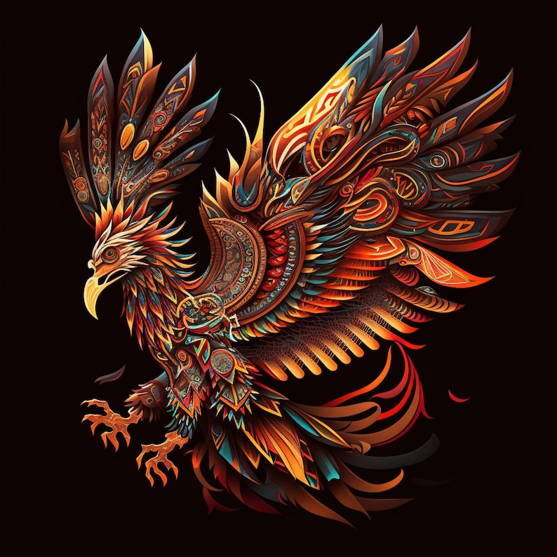 Aztec Phoenix Wall Art / Digital Print / Aztec Art / Phoenix Art ...
