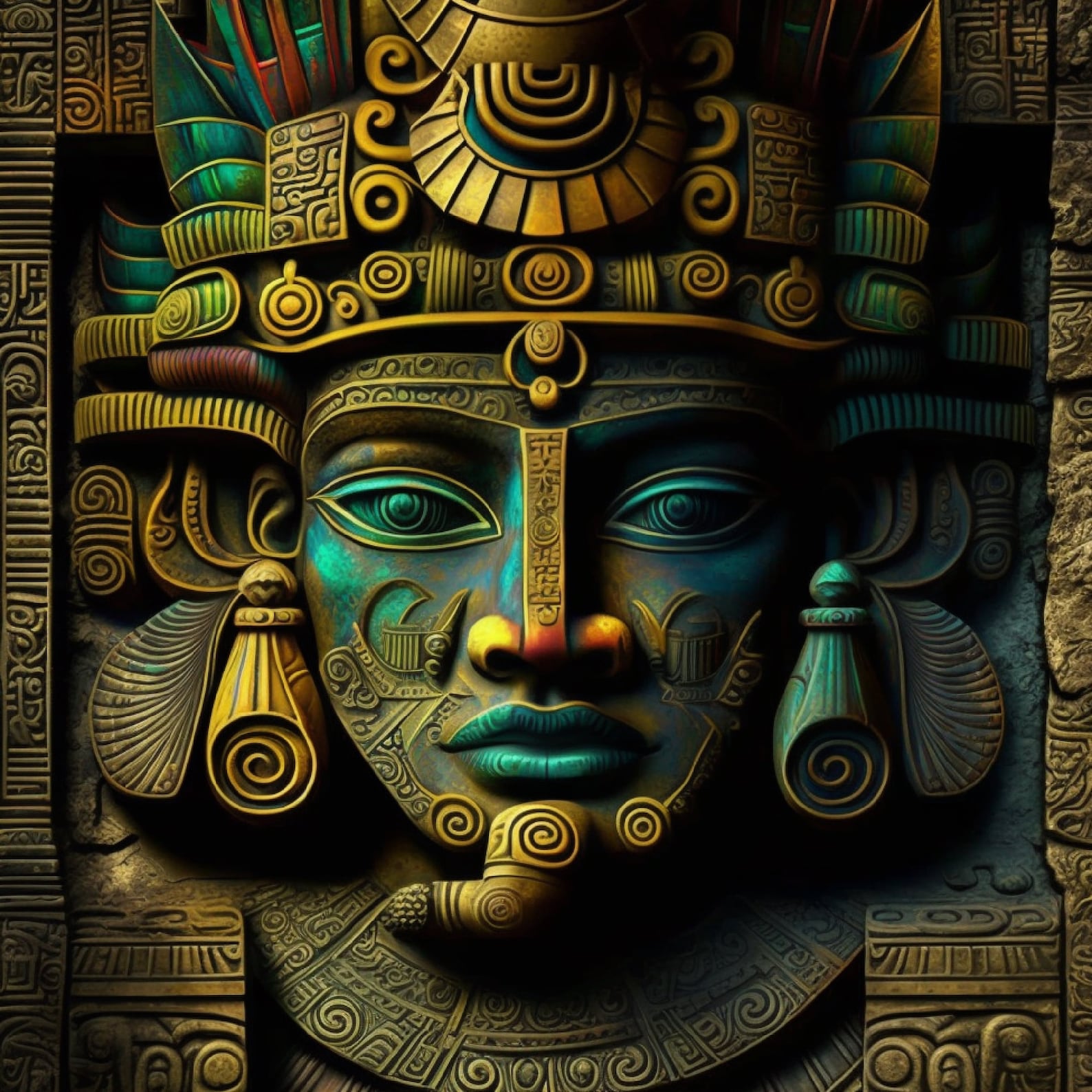 Mayan Wall Art / Digital Print / Mayan Art / Vibrant Wall Art / 2 ...