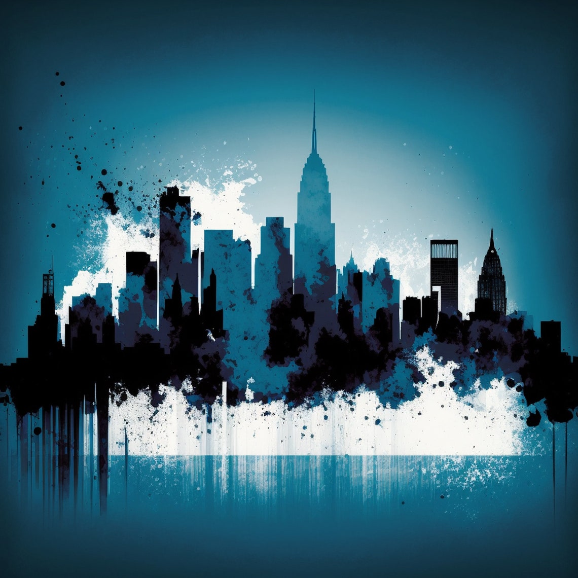 Abstract Wall Art / New York City Skyline / Abstract City Skyline / 3 ...