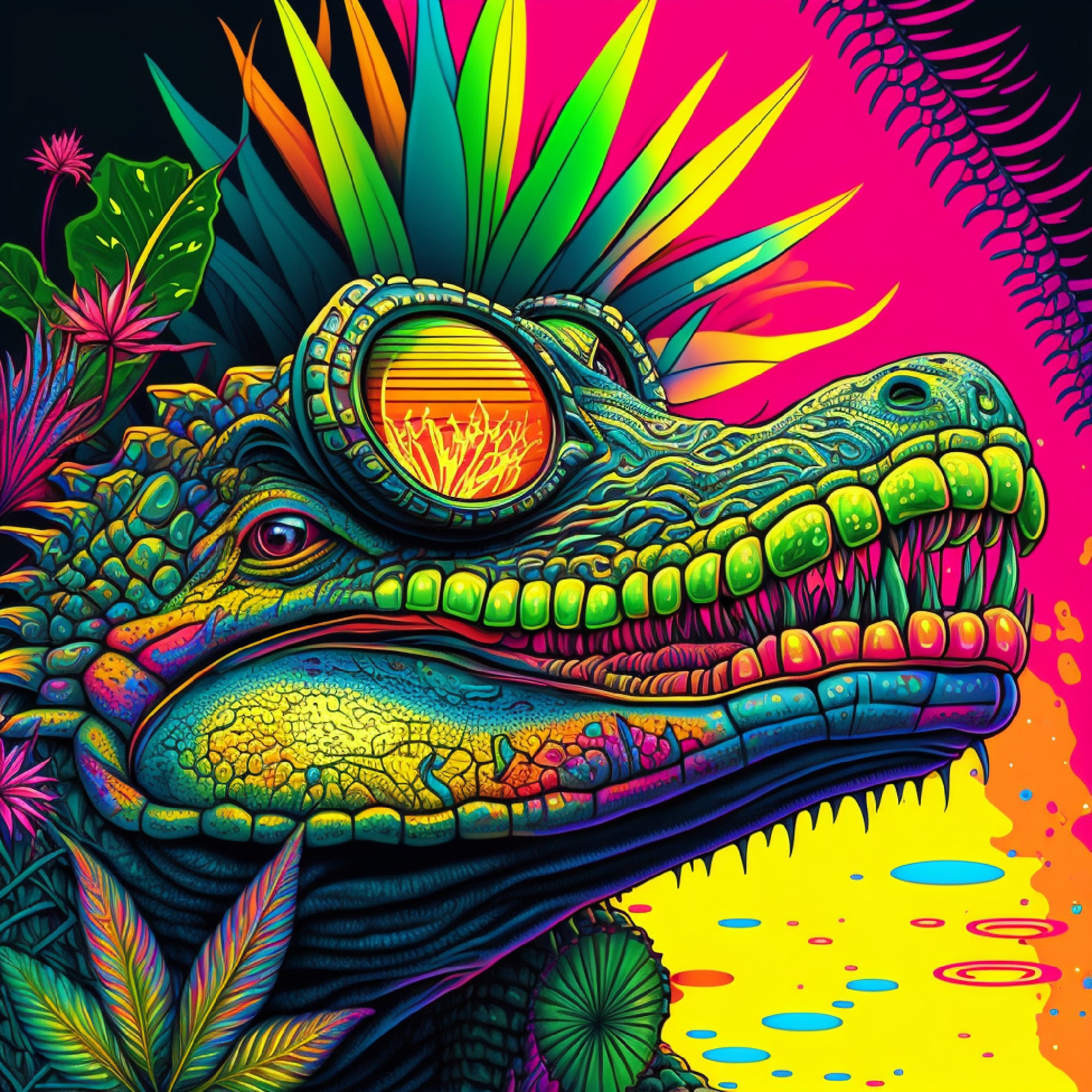 Abstract Wall Art / Alligator Digital Print / Abstract Alligator Wall Art / Gator Art / Digital ...