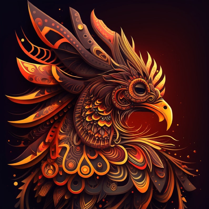 Aztec Phoenix Wall Art / Digital Print / Aztec Art / Phoenix Art ...