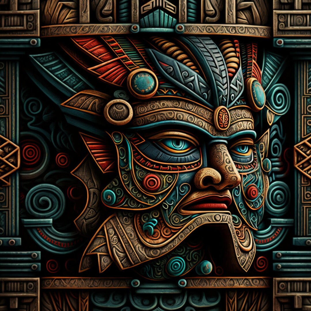Mayan Wall Art / Digital Print / Mayan Art / Vibrant Wall Art / Digital ...