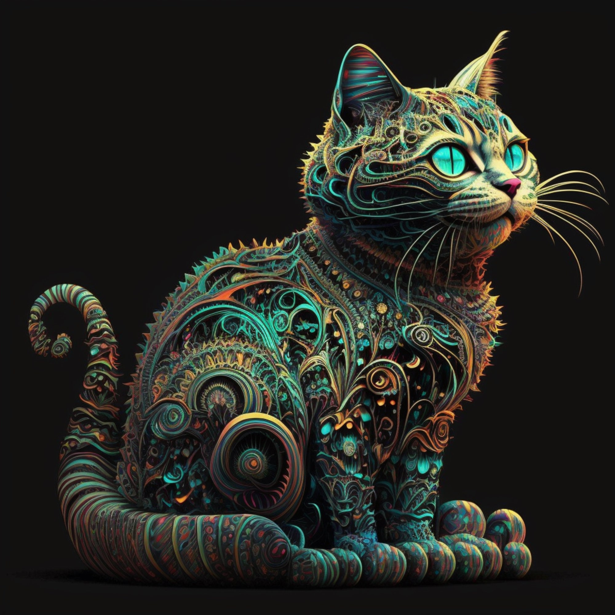 Abstract Cat Art / Digital Cat Art / Abstract Wall Art / Digital ...