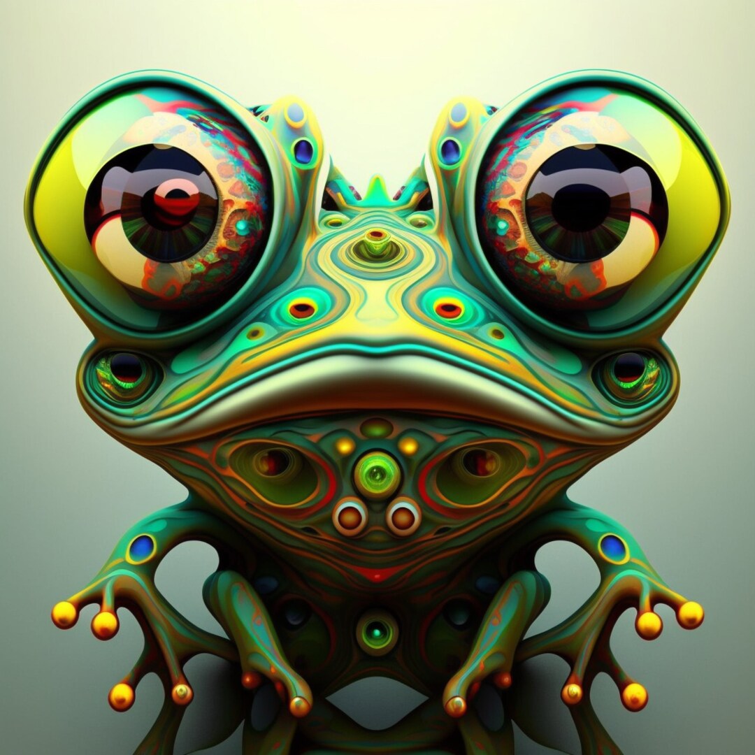 Psychedelic Frog Digital Art / Psychedelic Wall Art / Digital Download / 2 Variations / JPG ...