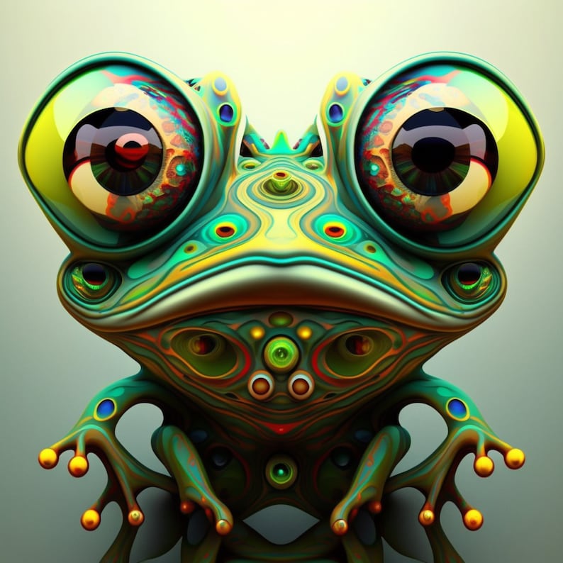Psychedelic Frog Digital Art / Psychedelic Wall Art / Digital Download ...