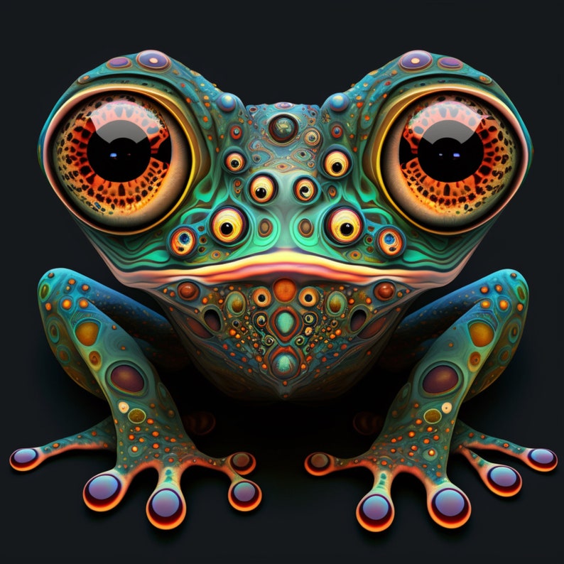 Psychedelic Frog Digital Art / Psychedelic Wall Art / Digital Download ...