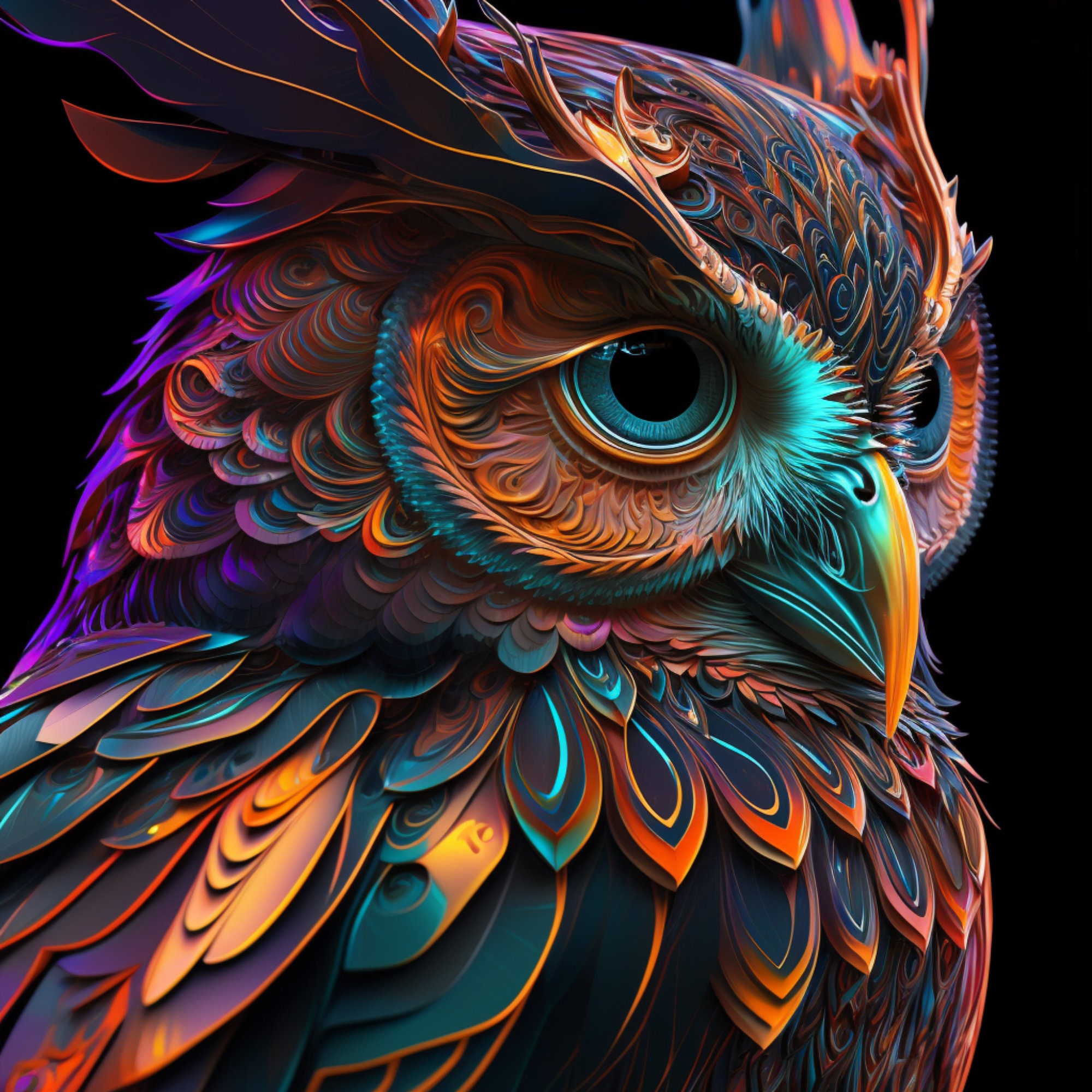 Abstract Owl Digital Art / Abstract Wall Art / Owl Art / Colorful ...