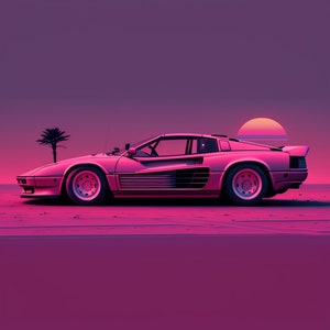 Vaporwave Art / Ferrari Testarossa Art / Ferrari Wall Art / Digital ...