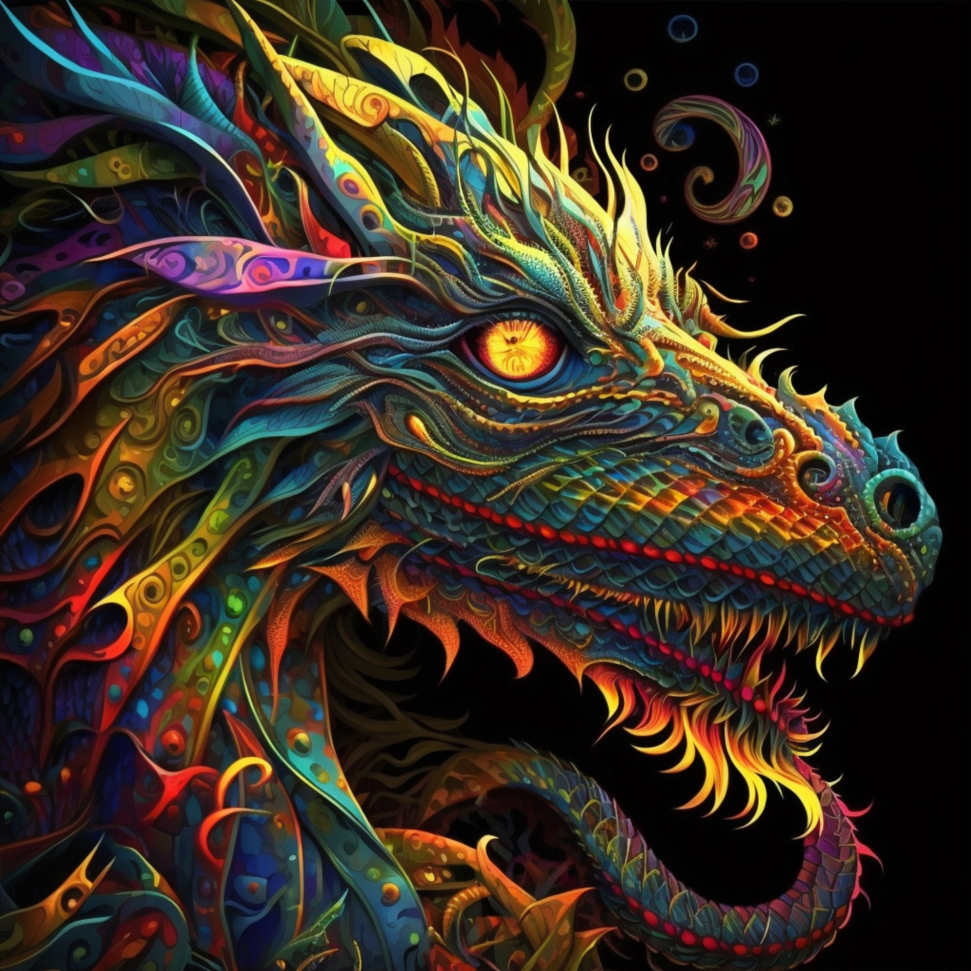 Abstract Dragon Art / Digital Dragon Wall Art / Abstract Digital Dragon ...