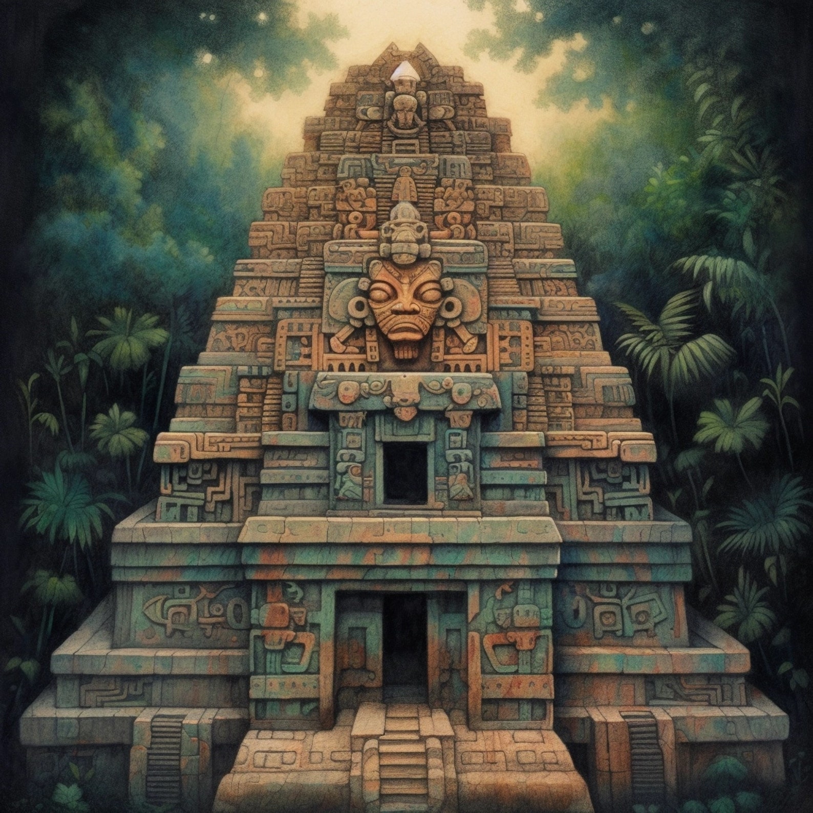 Mayan Wall Art / Digital Print / Mayan Art / Vibrant Wall Art / Digital ...