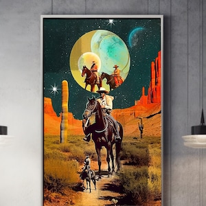 Collage Art Cowboy Poster Retro Futurism Art Space Art Space Cowboy ...