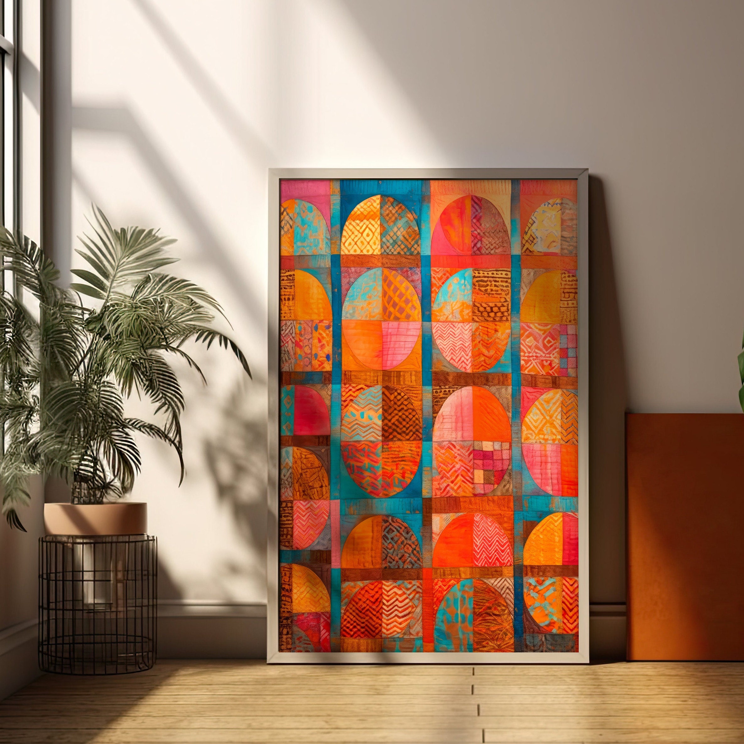 Mid-century Modern Boho Art Print Neutral Living Room & - Etsy