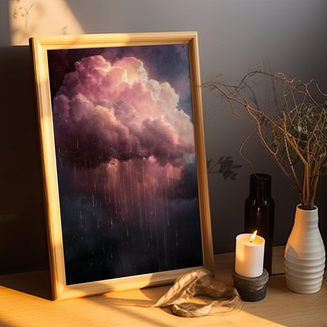 Rain Cloud Oil Painting Wall Art Vintage Dark Academia Print Moody ...