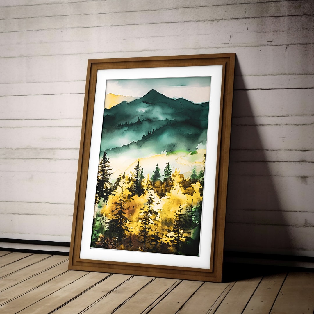 Digital Watercolor Forest Printable Nature Digital Print Forest Print ...
