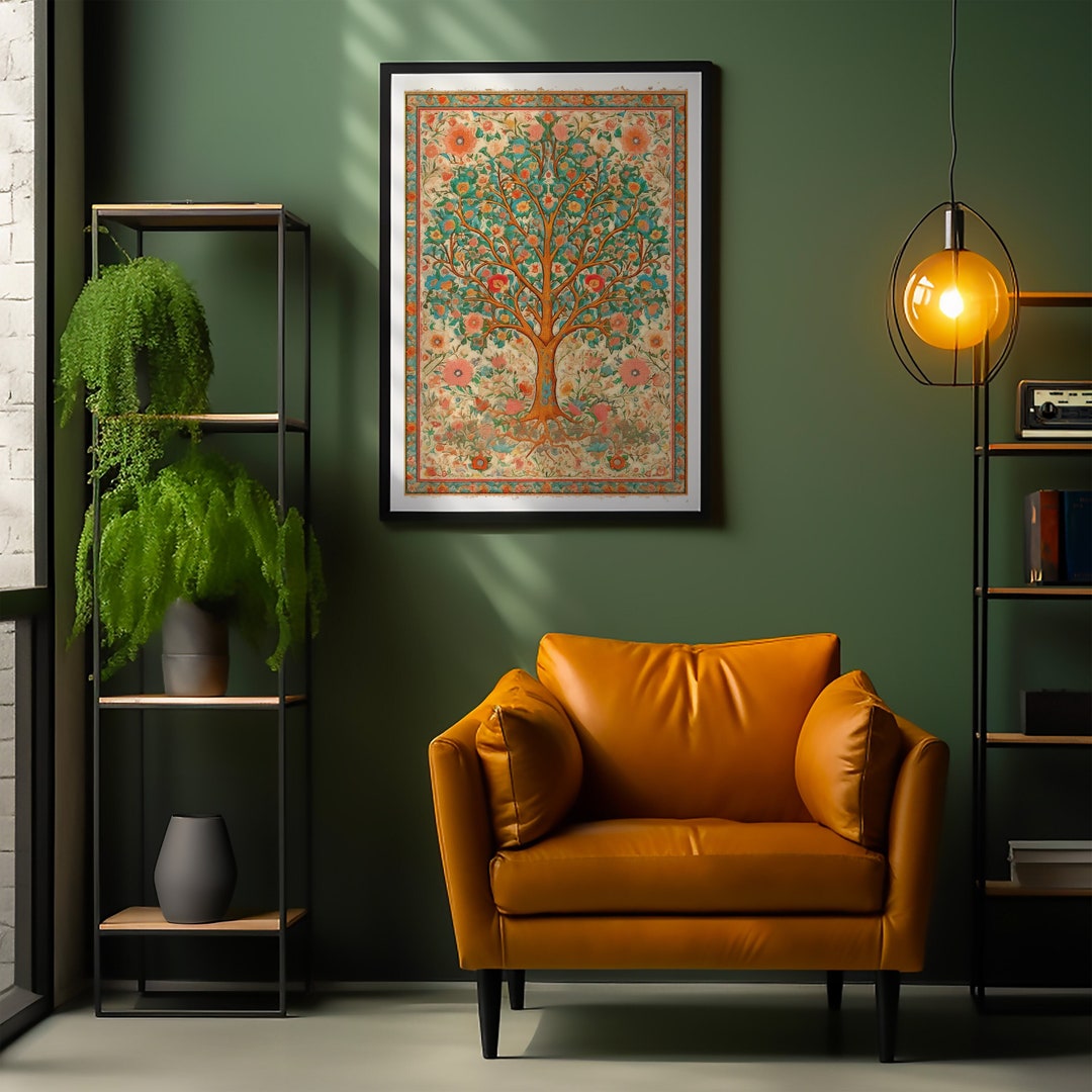 Vintage Cottagecore Botanical Print - Morris Inspired Tree Art Nouveau ...