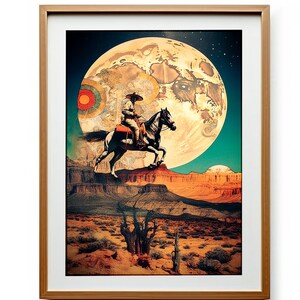 Space Cowboy Art Print Cosmic Sci-fi Art Cosmic Trails Vintage Collage ...