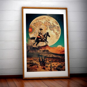 Space Cowboy Art Print Cosmic Sci-fi Art Cosmic Trails Vintage Collage ...