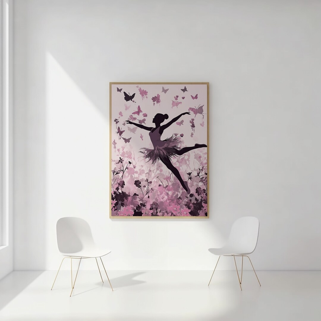 Girl Room Artwork Wall Art Minimalist Girly Art Dancing Ballerina Pink ...