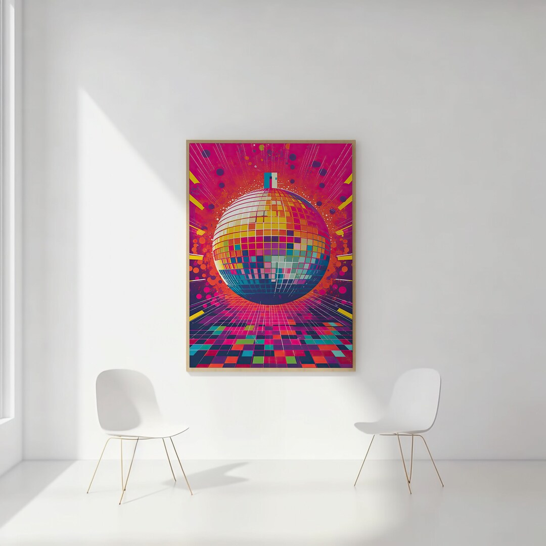 Trendy Girly Disco Ball Poster 80s Retro Fun Aesthetic Dorm Room Decor ...