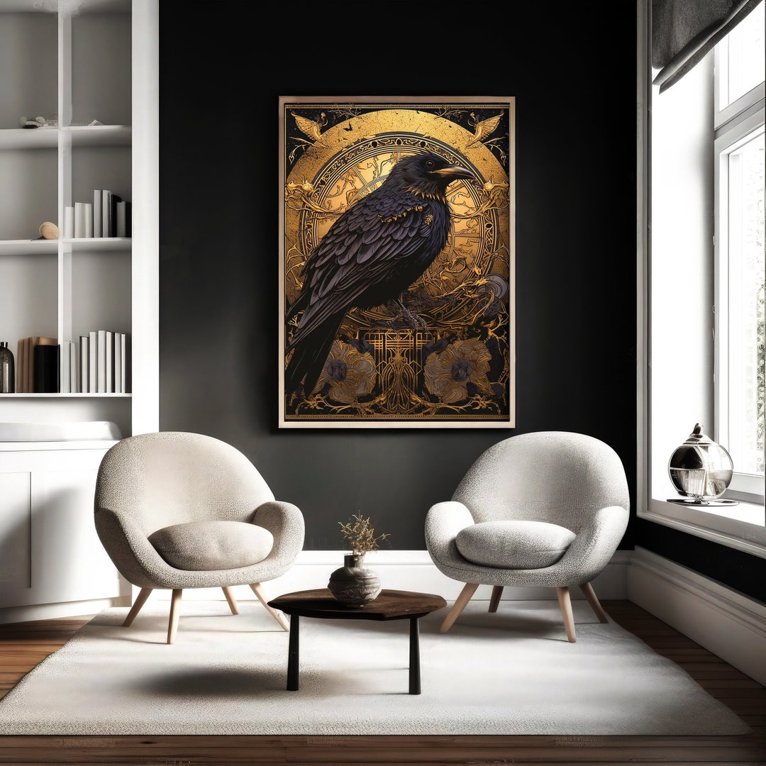 Magical Raven and Crow Art Print Gothic Decor Witchcraft Black Bird ...