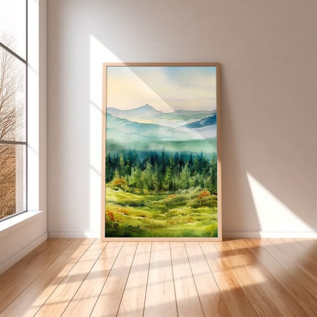 Digital Watercolor Forest Printable Nature Digital Print Forest Print ...