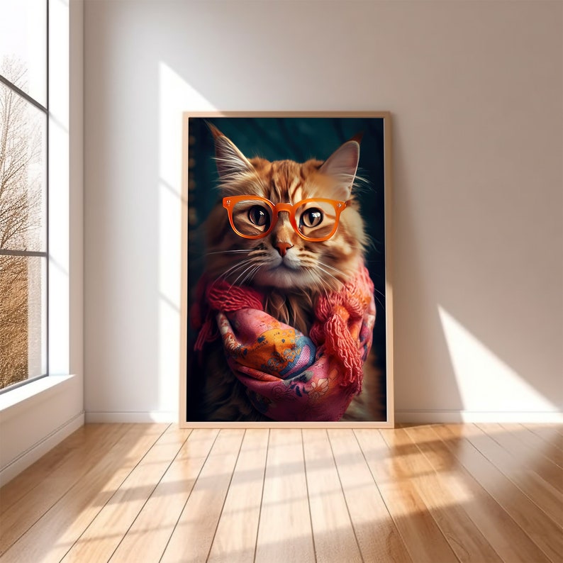 Minimalist Cat Art Decor Cat Wall Art Cat Design Modern Cat Wall Art ...