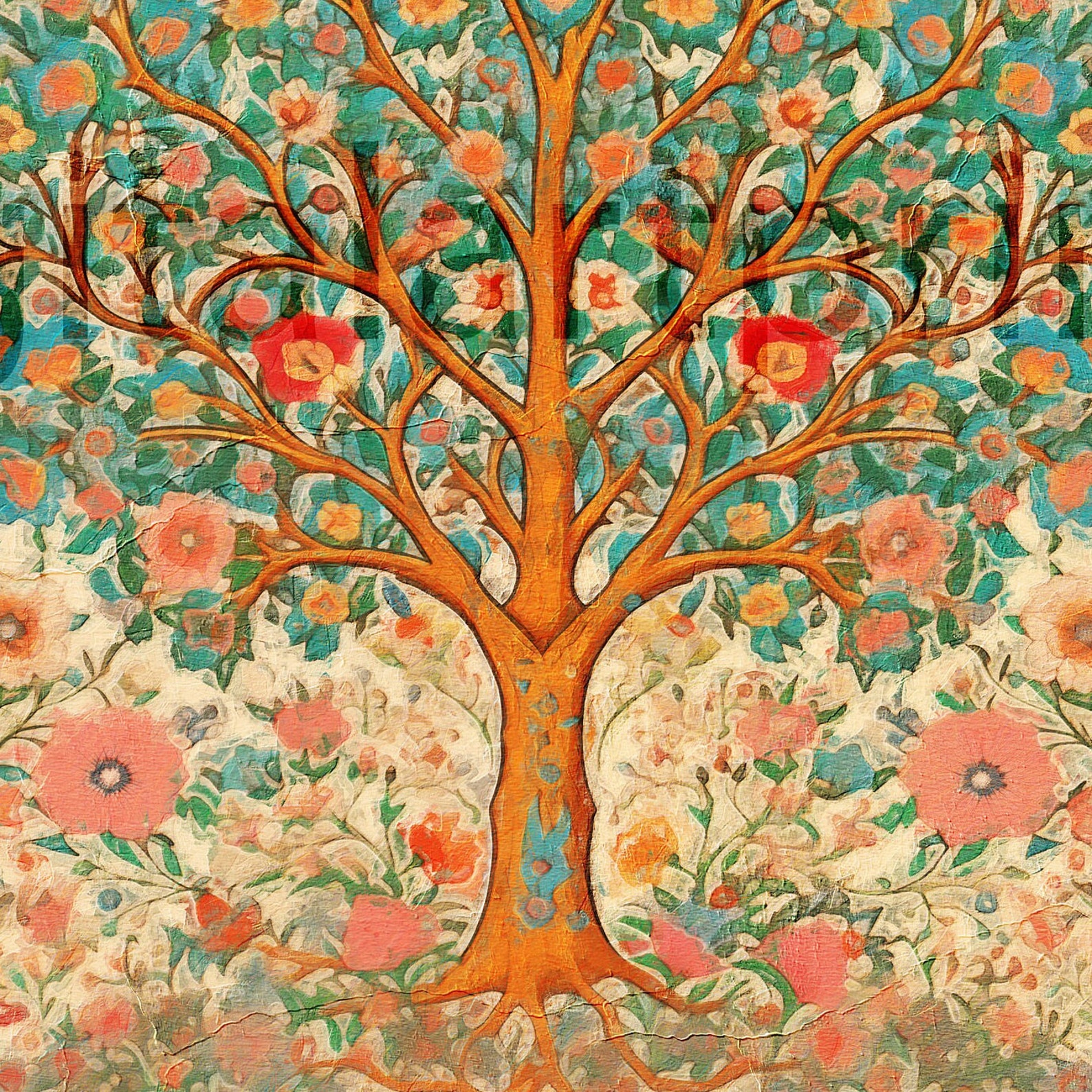 Vintage Cottagecore Botanical Print Morris Inspired Tree Art Nouveau ...