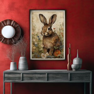 Vintage Bunny Print Art Printable Rabbit Art Illustration Vintage ...