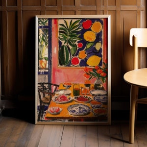 Lively Mediterranean Feast Art Print, Matisse Inspired Colorful Kitchen Wall Art, Vibrant ...