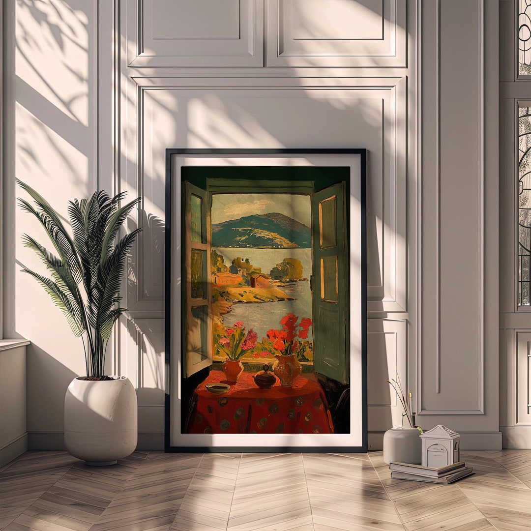 Vintage Open Window Wall Art | Matisse-inspired Colorful Floral Decor ...