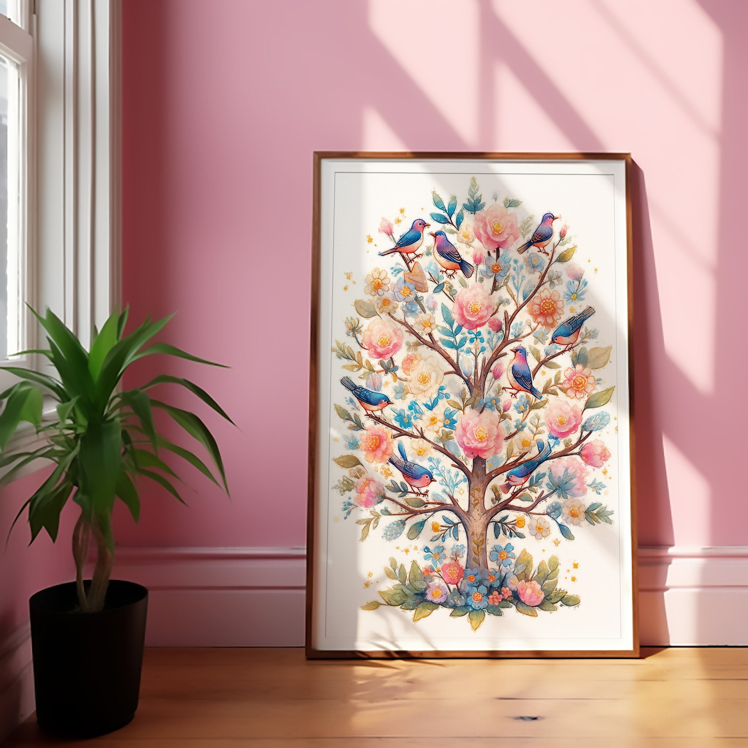 Enchanted Harmony - Spiritual Tree of Life Wall Art - Mystical Digital ...
