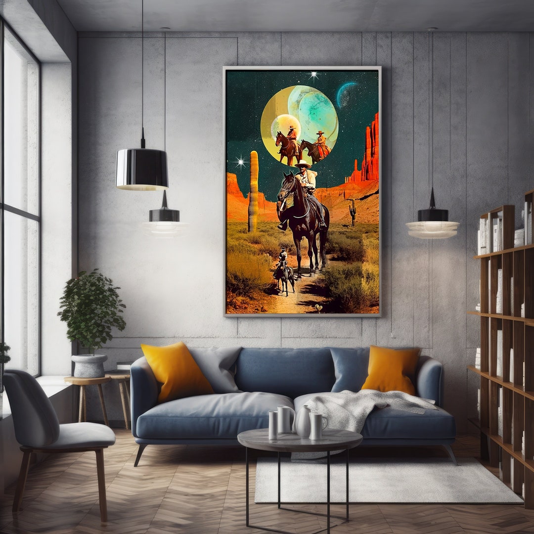 Collage Art Cowboy Poster Retro Futurism Art Space Art Space Cowboy ...