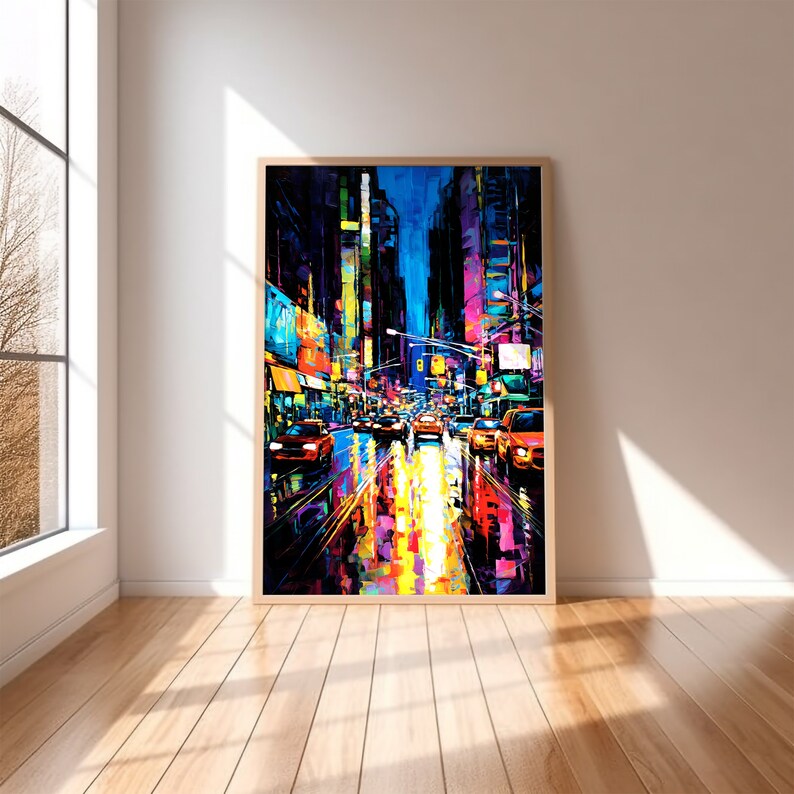 Neon City Poster Neon City Print NYC City Wall Art Cyberpunk Poster ...