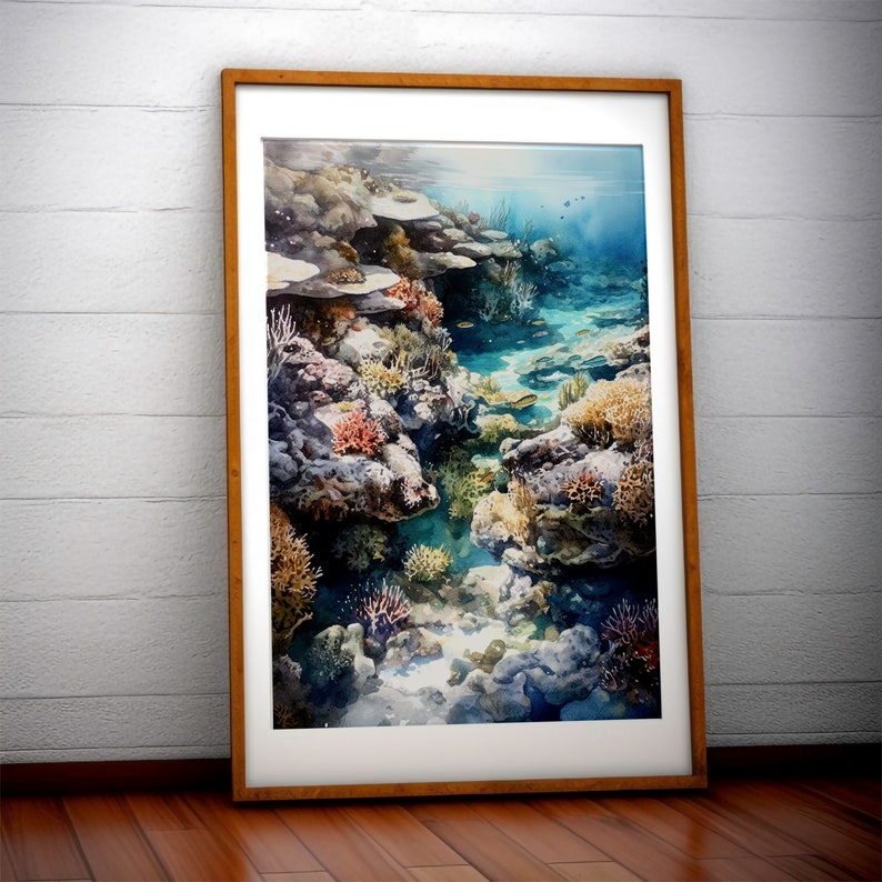 Coral Poster Ocean Life Print Vintage Poster Vintage Print Beach Art ...