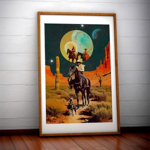 Collage Art Cowboy Poster Retro Futurism Art Space Art Space Cowboy ...