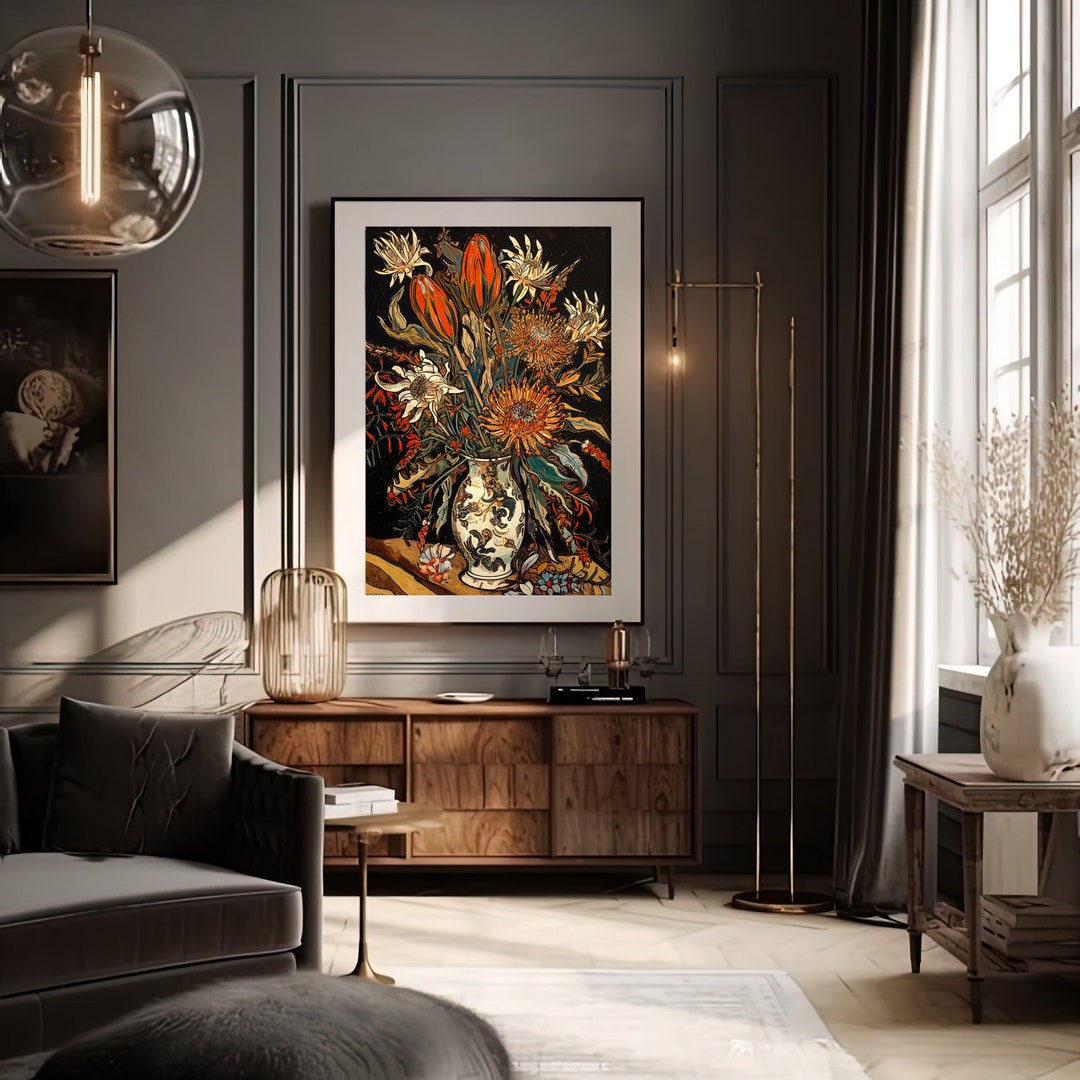 Moody Floral Art Elegant Printable Art Dark Moody Wall Art Digital ...