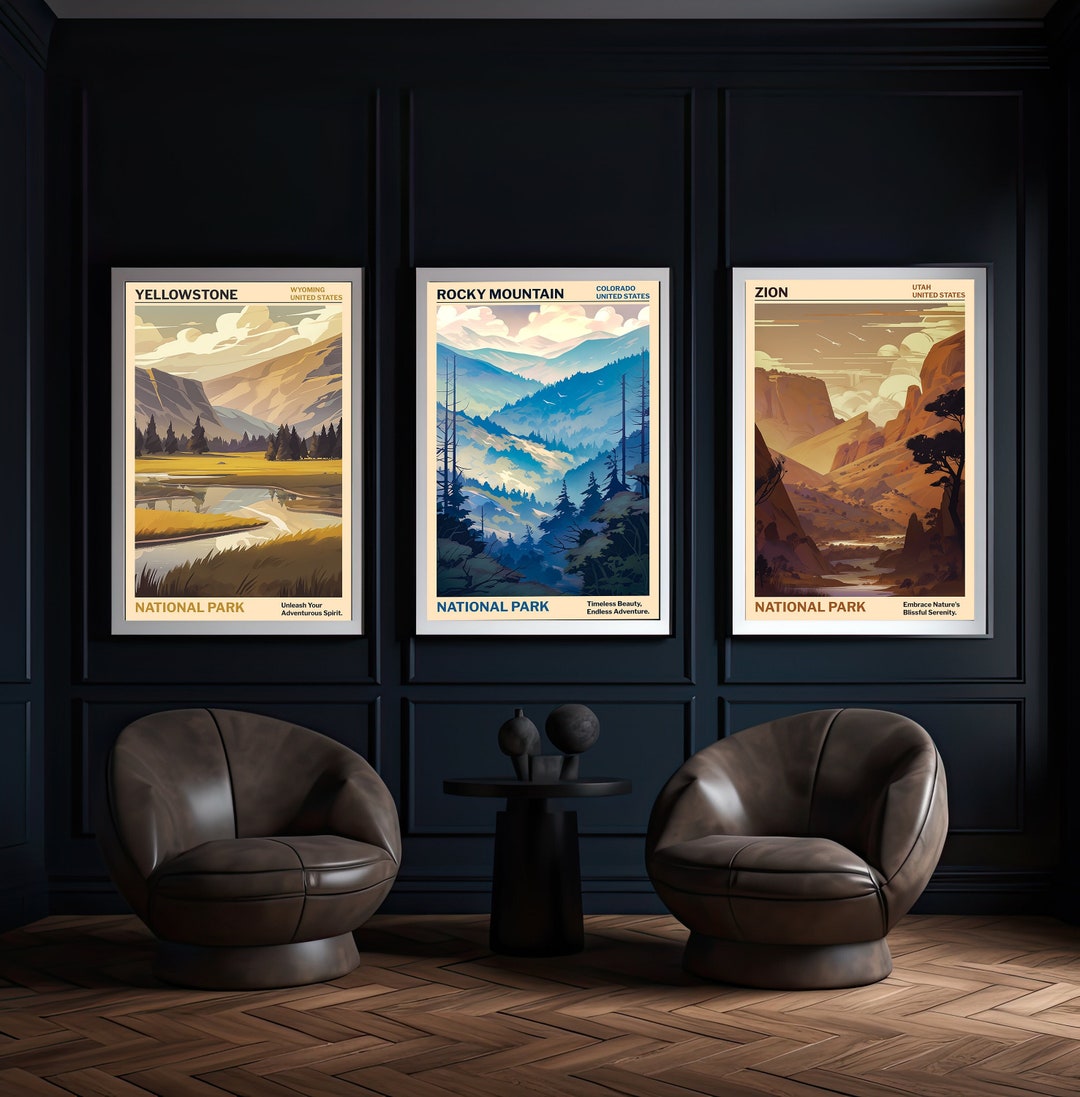 National Park Digital Print Poster Set Wall Decor Outdoor Lover ...